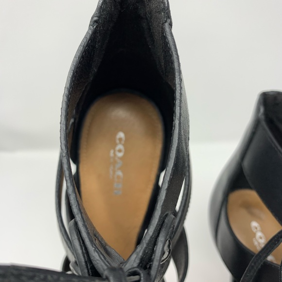 Coach | Shoes | Coach Black Leather Sexy Strappy Leslie Heels | Poshmark